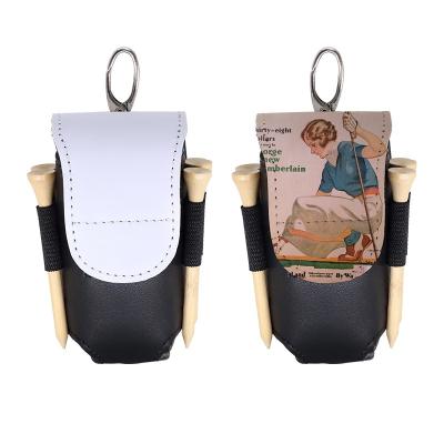 China Personalized PU Leather Golf Balls Tees Holder Sublimation Blank Golf Ball Pouch Waist Bag Storage Case for sale