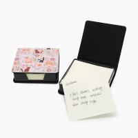 China Custom Printing Student Stationery Sticky Notes Set Sublimation Pu Leather Sticky Note Box for sale