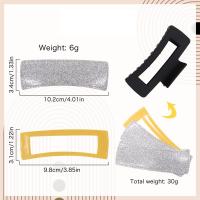 China Custom Logo PU Leather Sparkle Hair Clips For Women Personalized Fashion Hair Accessories DIY Sublimation Hair Claw Clips for sale