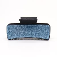 China Custom Logo PU Leather Sparkle Hair Clips For Women Personalized Fashion Hair Accessories DIY Sublimation Hair Claw Clips for sale