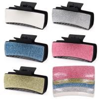 China Custom Logo PU Leather Sparkle Hair Clips For Women Personalized Fashion Hair Accessories DIY Sublimation Hair Claw Clips for sale