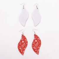 China Double-Sided Blank Leather Sublimated Earrings PU Material Earring Pendants DIY Jewelry for sale