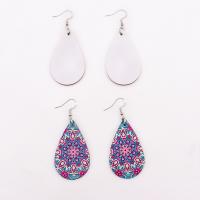 China Double-Sided Blank Leather Sublimated Earrings PU Material Earring Pendants DIY Jewelry for sale
