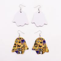 China Double-Sided Blank Leather Sublimated Earrings PU Material Earring Pendants DIY Jewelry for sale