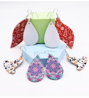 China Double-Sided Blank Leather Sublimated Earrings PU Material Earring Pendants DIY Jewelry for sale