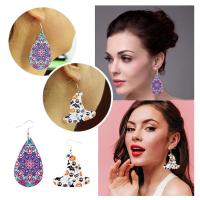 China Double-Sided Blank Leather Sublimated Earrings PU Material Earring Pendants DIY Jewelry for sale