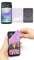 China Custom Logo Photo Pu Leather Magnetic Sublimation Phone Card Holder PU Card Case Blank Adhesive Card Sticker For Mobile Phones for sale