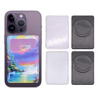 China Custom Logo Photo Pu Leather Magnetic Sublimation Phone Card Holder PU Card Case Blank Adhesive Card Sticker For Mobile Phones for sale