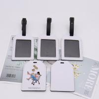 China Double-Sided Slim Rectangle PU Leather Sublimation Luggage Tag Blanks Bag Tags for sale