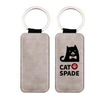 China Waterproof Double Sided Rectangle Sublimation Leather Keychain Blanks for sale