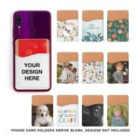 China Custom Design Adhesive Phone Wallet PU Leather Sublimation Blank ID Card Holder for sale