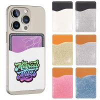China Custom Leather Sparkle Sublimation Phone Card Holder for sale
