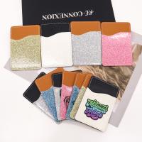 China Custom Leather Sparkle Sublimation Phone Card Holder for sale
