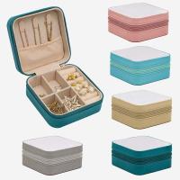 China Custom Small Luxury Zipper Leather Portable Sublimation Storage Jewelry Travel Box For Necklace Earring Ring for sale