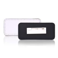 China Sublimation Badge Blanks Custom Printing ID Tags Badges PU Leather Sublimation Name Badge With Pins for sale