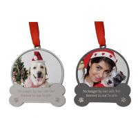 China Custom Christmas Tree Ornaments Dog Sublimation Pendant Pet Memorial Christmas Ornaments With Laser Engraving Text for sale