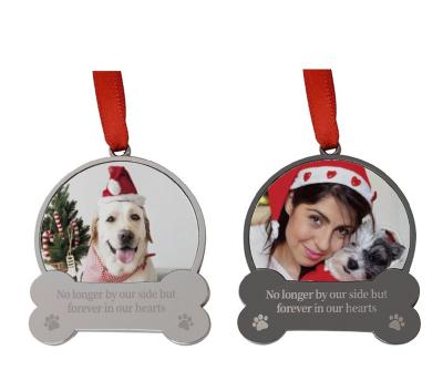 China Custom Christmas Tree Ornaments Dog Sublimation Pendant Pet Memorial Christmas Ornaments With Laser Engraving Text for sale