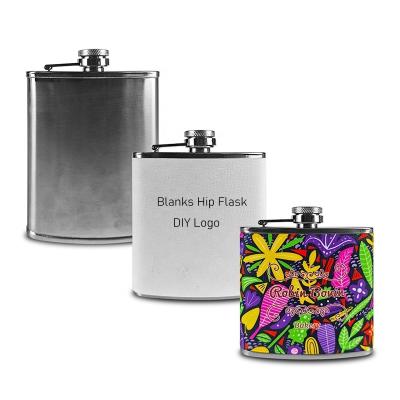 China 6oz 7oz 8oz Sublimation Hip Flask Custom Logo Men Liquor Hip Flasks PU Leather Stainless Steel Wine Pot Blanks for sale