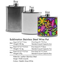 China 6oz 7oz 8oz Sublimation Hip Flask Custom Logo Men Liquor Hip Flasks PU Leather Stainless Steel Wine Pot Blanks for sale