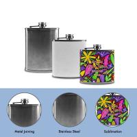 China 6oz 7oz 8oz Sublimation Hip Flask Custom Logo Men Liquor Hip Flasks PU Leather Stainless Steel Wine Pot Blanks for sale