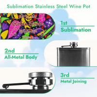 China 6oz 7oz 8oz Sublimation Hip Flask Custom Logo Men Liquor Hip Flasks PU Leather Stainless Steel Wine Pot Blanks for sale