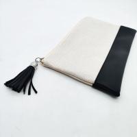 China Double Sided Sublimation Linen Cosmetic Bag With PU Leather Bottom Heat Transfer Blank Coin Purse Pencil Case Diy Printing for sale