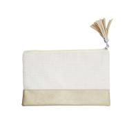 China Double Sided Sublimation Linen Cosmetic Bag With PU Leather Bottom Heat Transfer Blank Coin Purse Pencil Case Diy Printing for sale