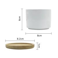 China Custom Sublimation Blanks Ceramic Flowerpot With Bamboo Tray Diy Photo Printing Flower Planter Pot for sale