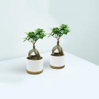China Custom Sublimation Blanks Ceramic Flowerpot With Bamboo Tray Diy Photo Printing Flower Planter Pot for sale