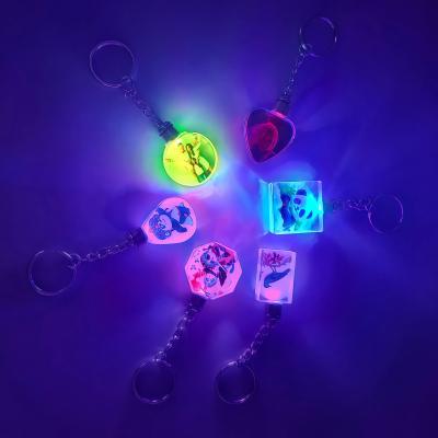 China Various Shapes Sublimation Glow In The Dark Keychain Blanks Custom Photo Printing Acrylic Luminous Keychain for sale