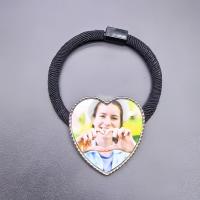 China Fashion Blank Sublimation Hair Ties Heart Shape Bracelet Personalized Heat Transfer Elastic Hair Ropes Accessories for sale