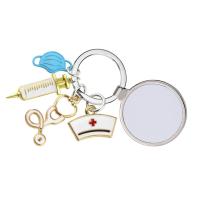 China Blank Sublimation Picture Frame Medical Tool Keyring Custom Mask Stethoscope Syringe Nurse Cap Key Chain for sale