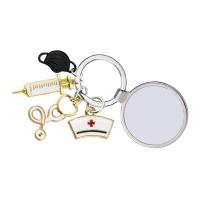 China Blank Sublimation Picture Frame Medical Tool Keyring Custom Mask Stethoscope Syringe Nurse Cap Key Chain for sale