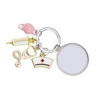 China Blank Sublimation Picture Frame Medical Tool Keyring Custom Mask Stethoscope Syringe Nurse Cap Key Chain for sale