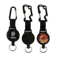 China Tactical Multifunction Badge Reels Sublimation Corkscrew Key Chain With High Density Webbing Black Cool Style Outdoor for sale