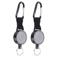 China Tactical Multifunction Badge Reels Sublimation Corkscrew Key Chain With High Density Webbing Black Cool Style Outdoor for sale