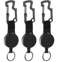 China Tactical Multifunction Badge Reels Sublimation Corkscrew Key Chain With High Density Webbing Black Cool Style Outdoor for sale