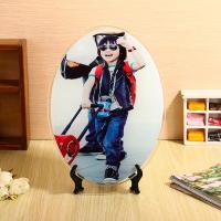 China Oval Shape Sublimation Glass Photo Frame Custom Glass Picture Frame for sale