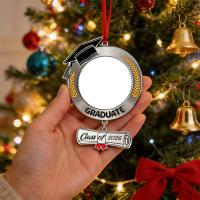 China Diy custom 2026 Graduation Photo Ornament Sublimation Blank Metal Graduation Pendant Gifts for sale