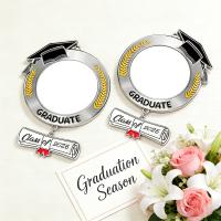 China Diy custom 2026 Graduation Photo Ornament Sublimation Blank Metal Graduation Pendant Gifts for sale
