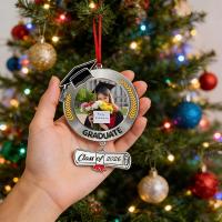China Diy custom 2026 Graduation Photo Ornament Sublimation Blank Metal Graduation Pendant Gifts for sale