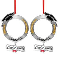 China Diy custom 2026 Graduation Photo Ornament Sublimation Blank Metal Graduation Pendant Gifts for sale
