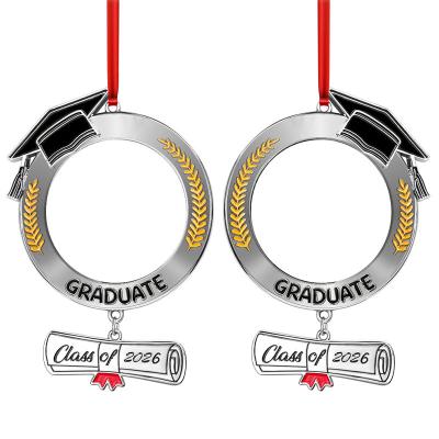 China Diy custom 2026 Graduation Photo Ornament Sublimation Blank Metal Graduation Pendant Gifts for sale