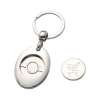 China Blank Sublimation Trolley Coin Keychain Custom Metal Tokens Heat Transfer Shopping Cart Coin Keychain for sale