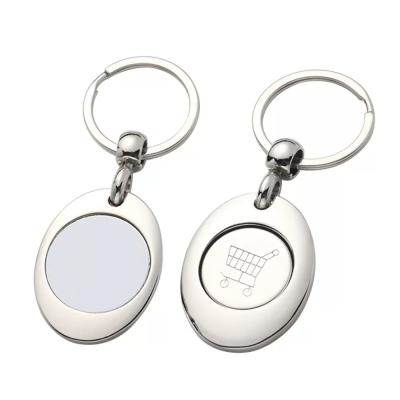 China Blank Sublimation Trolley Coin Keychain Custom Metal Tokens Heat Transfer Shopping Cart Coin Keychain for sale