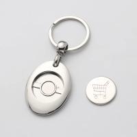 China Blank Sublimation Trolley Coin Keychain Custom Metal Tokens Heat Transfer Shopping Cart Coin Keychain for sale