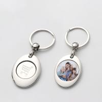 China Blank Sublimation Trolley Coin Keychain Custom Metal Tokens Heat Transfer Shopping Cart Coin Keychain for sale