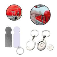 China Blank Sublimation Trolley Coin Keychain Custom Metal Tokens Heat Transfer Shopping Cart Coin Keychain for sale