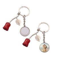 China Personalized Mother'S Day Gifts Luxury Rose Sublimation Keychain Blanks Valentine'S Day Wedding Promotional Gifts for sale