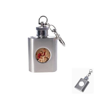 China Blank 1oz Stainless Steel Sublimation Small Wine Pot Keychain Portable Sublimation Hip Flask Decorative Wine Bottles for sale
